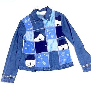 Holiday Time | Jackets & Coats | Rare Winter Snowman Denim Blue Jean ...